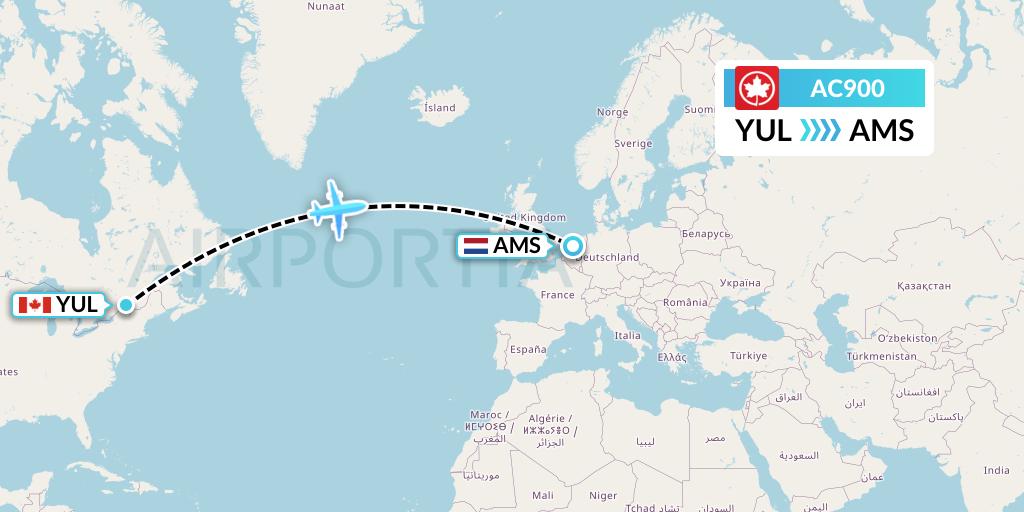AC900 Flight Status Air Canada: Montreal to Amsterdam (ACA900)