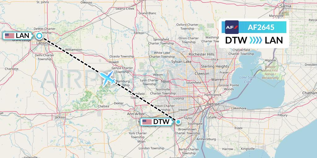 AF2645 Flight Status Air France: Detroit to Lansing (AFR2645)