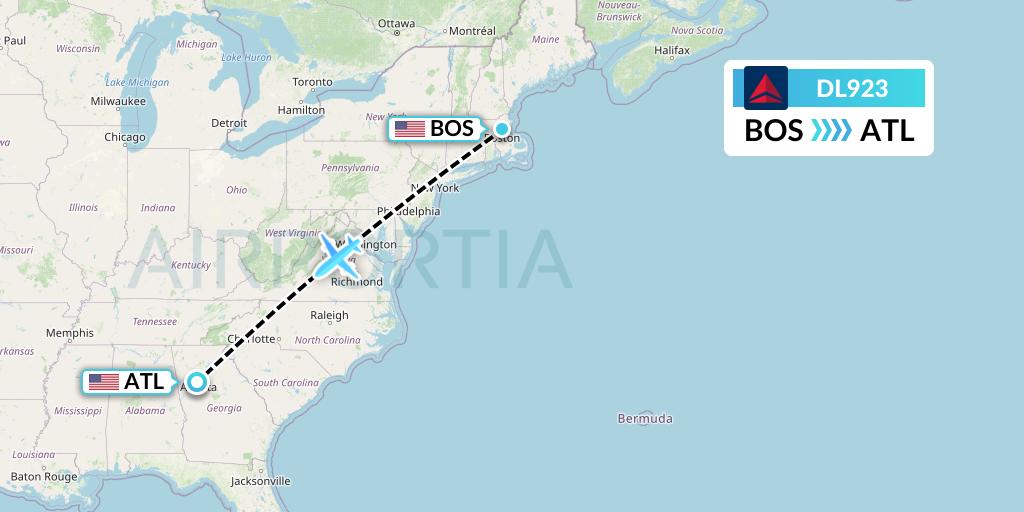 DL923 Flight Status Delta Air Lines: Boston to Atlanta (DAL923)