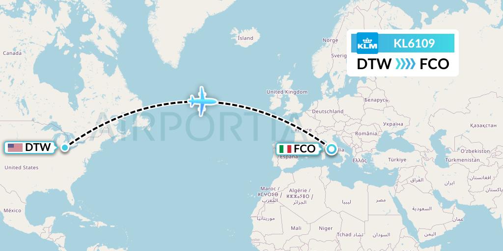 KL6109 Flight Status KLM: Detroit to Rome (KLM6109)