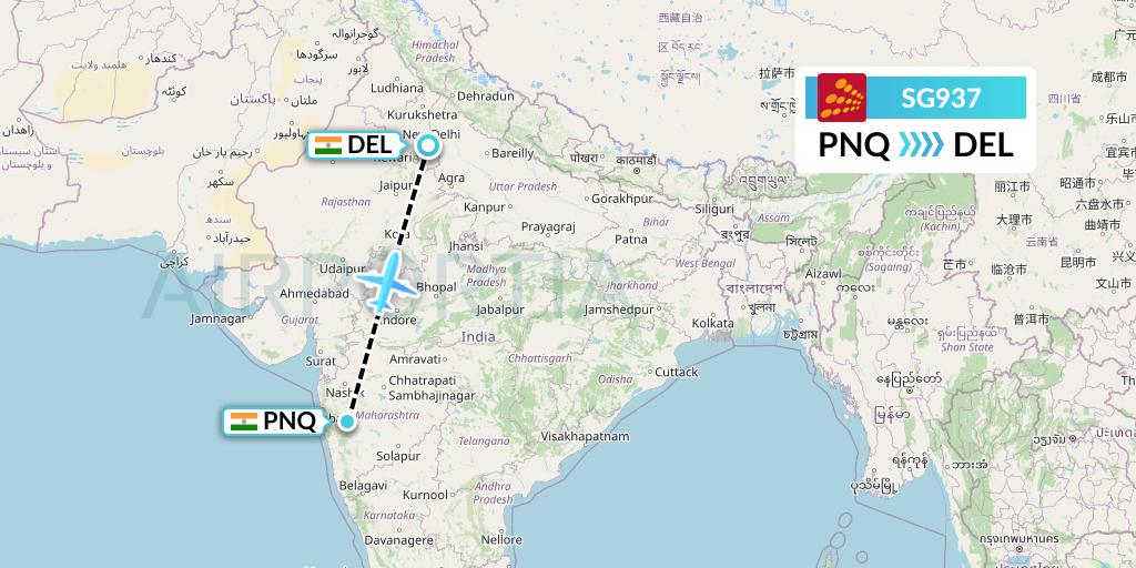 SG937 Flight Status SpiceJet: Pune to Delhi (SEJ937)