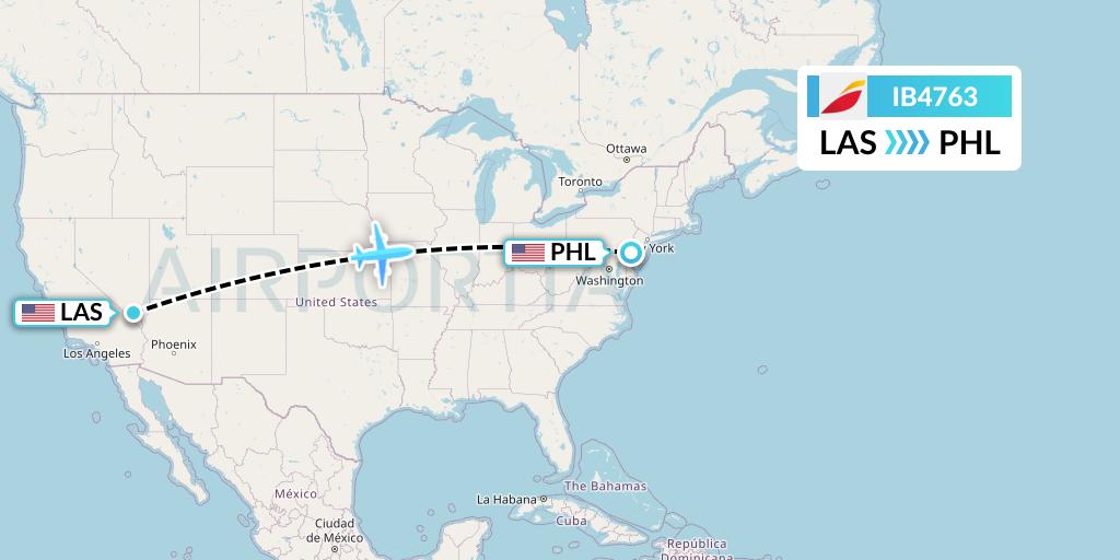 IB4763 Flight Status Iberia: Las Vegas to Philadelphia (IBE4763)