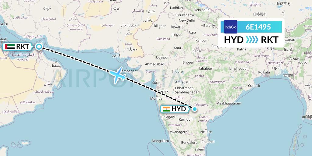 6E1495 Flight Status IndiGo Airlines: Hyderabad to Ra'sal-Khaymah (IGO1495)