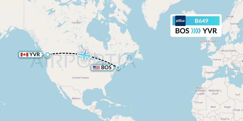 B649 Flight Status JetBlue Airways: Boston to Vancouver (JBU49)