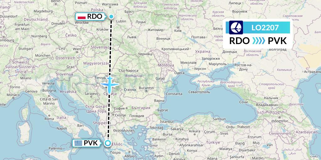 LO2207 Flight Status LOT: Radom to Preveza (LOT2207)