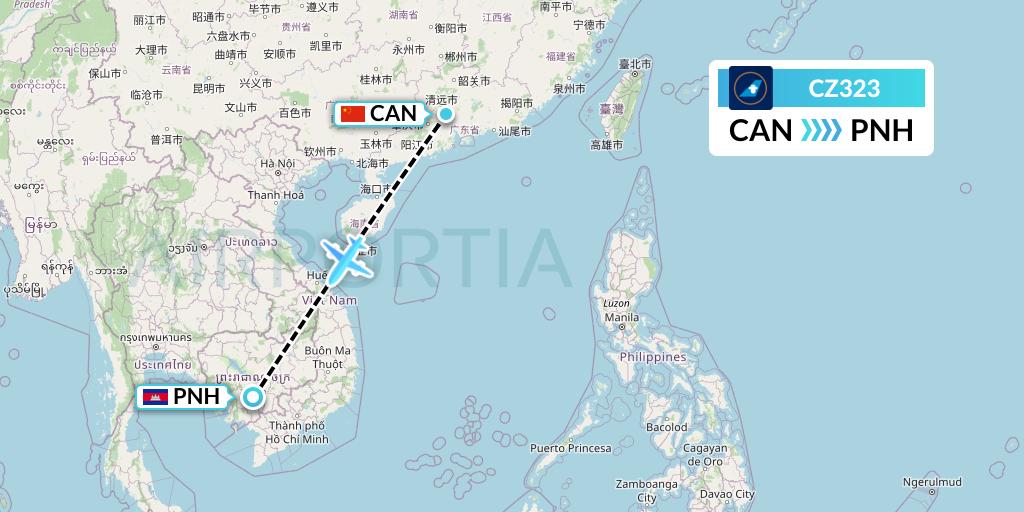CZ323 Flight Status China Southern Airlines: Guangzhou to Phnom Penh ...