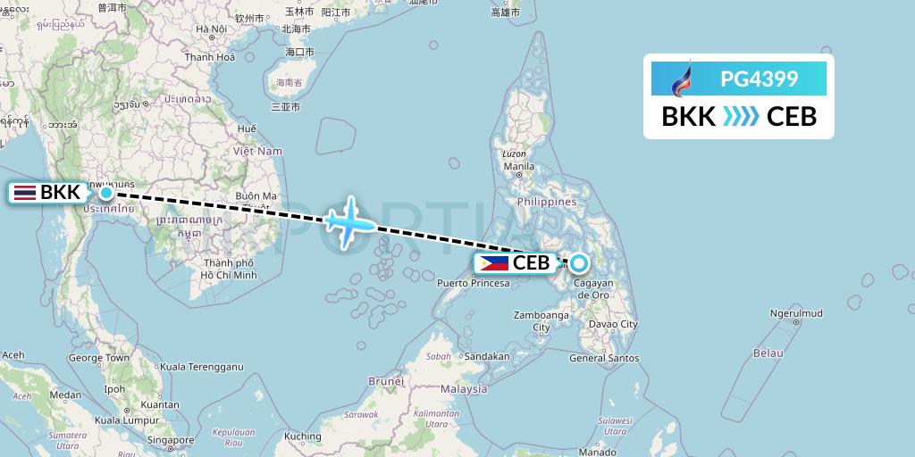 PG4399 Flight Status Bangkok Airways: Bangkok to Cebu (BKP4399)