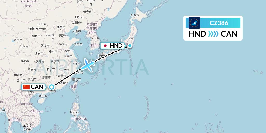 CZ386 Flight Status China Southern Airlines: Tokyo to Guangzhou (CSN386)