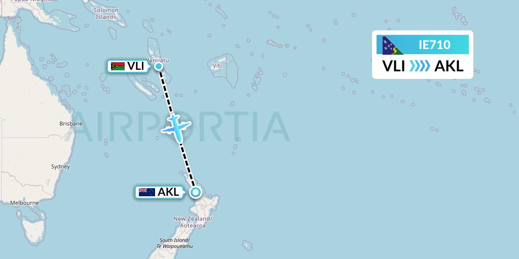 IE710 Flight Status Solomon Airlines: Port Vila to Auckland (SOL710)