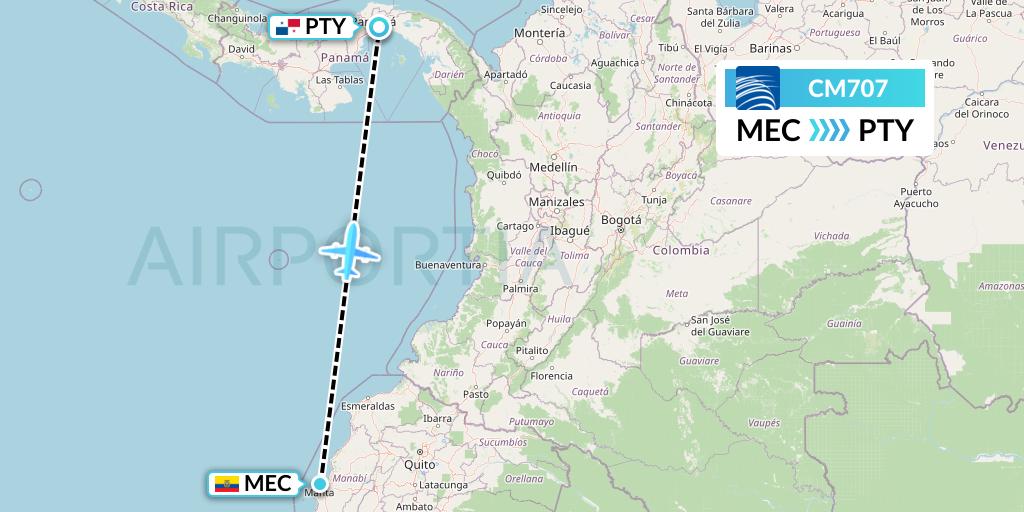 CM707 Flight Status Copa Airlines: Manta to Panama City (CMP707)