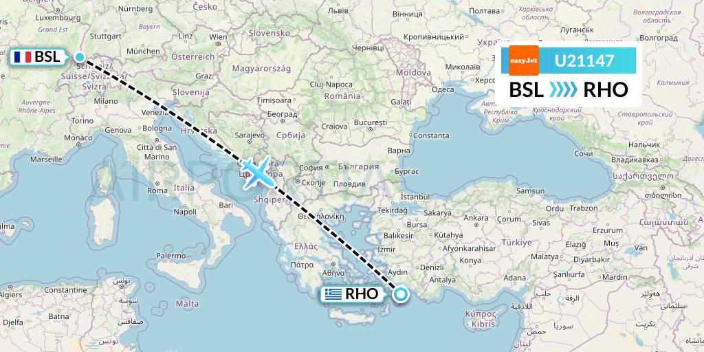 U21147 Flight Status EasyJet: Basel to Rhodes (EZY1147)
