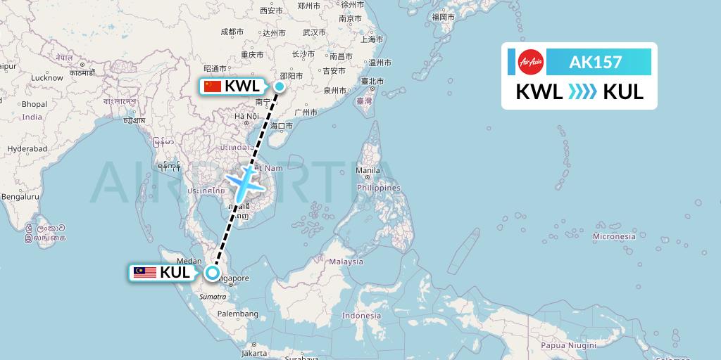 AK157 Flight Status AirAsia: Guilin to Kuala Lumpur (AXM157)