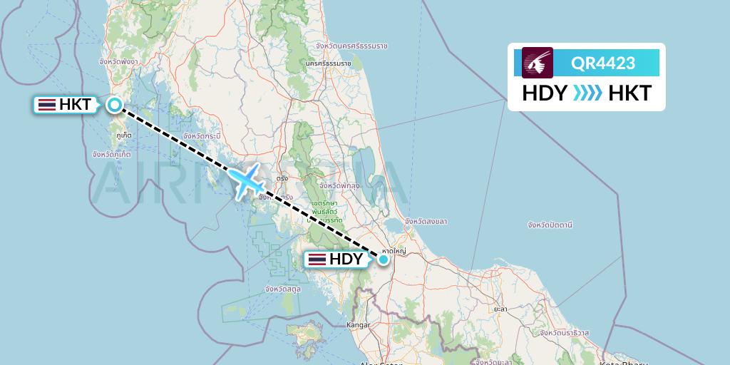 QR4423 Flight Status Qatar Airways: Hat Yai to Phuket (QTR4423)