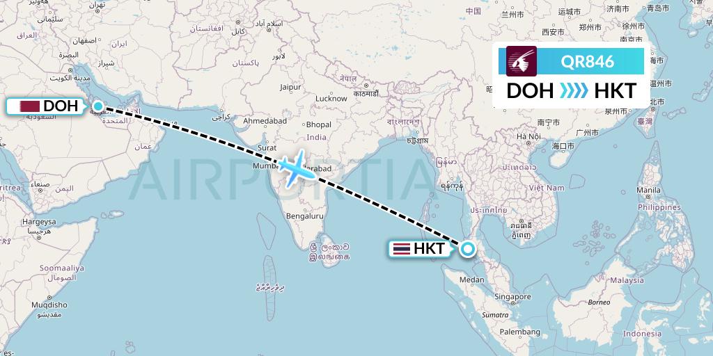 QR846 Flight Status Qatar Airways: Doha to Phuket (QTR846)