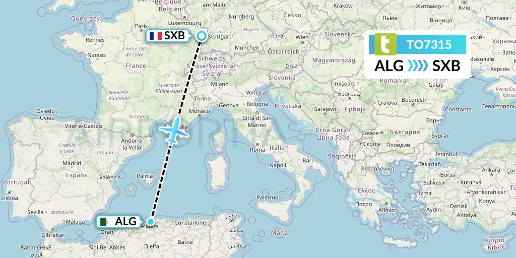TO7315 Flight Status Transavia France: Algiers to Strasbourg (TVF7315)