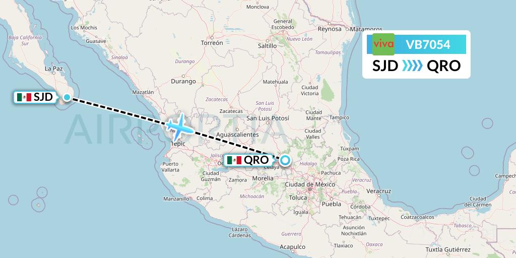 VB7054 Flight Status VivaAerobus: San Jose del Cabo to Queretaro (VIV7054)