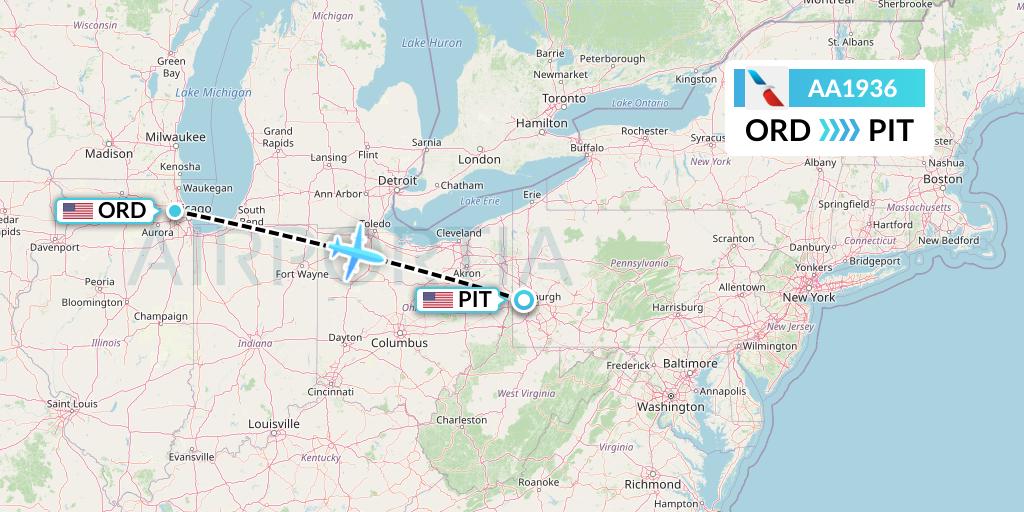 AA1936 Flight Status American Airlines: Chicago to Pittsburgh (AAL1936)