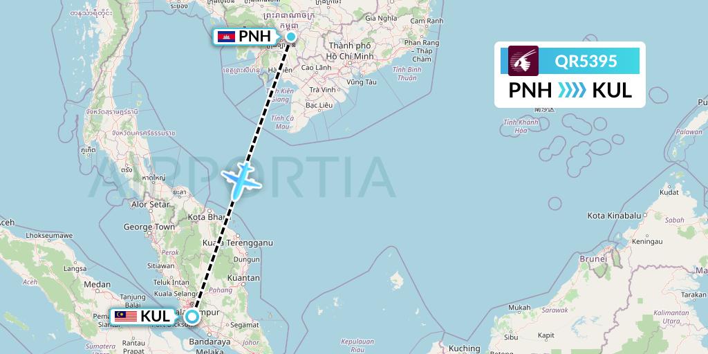 QR5395 Flight Status Qatar Airways: Phnom Penh to Kuala Lumpur (QTR5395)