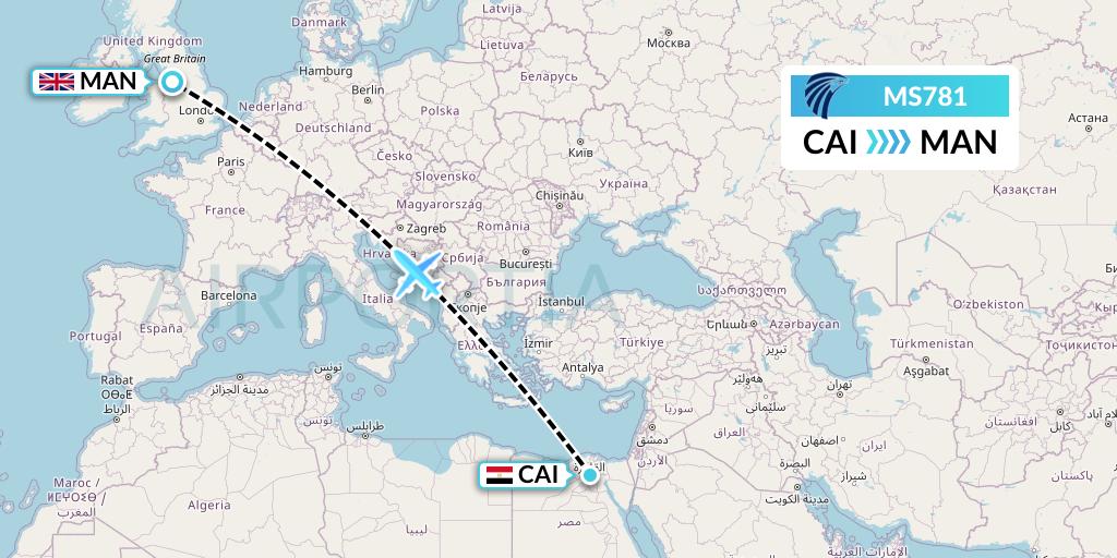 MS781 Flight Status EgyptAir: Cairo to Manchester (MSR781)