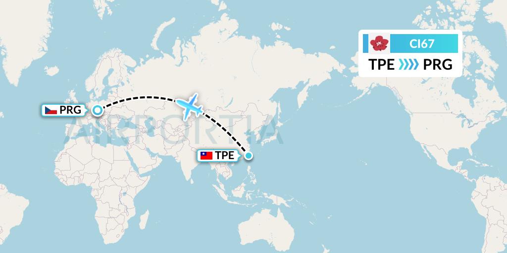 CI67 Flight Status China Airlines: Taipei to Prague (CAL67)