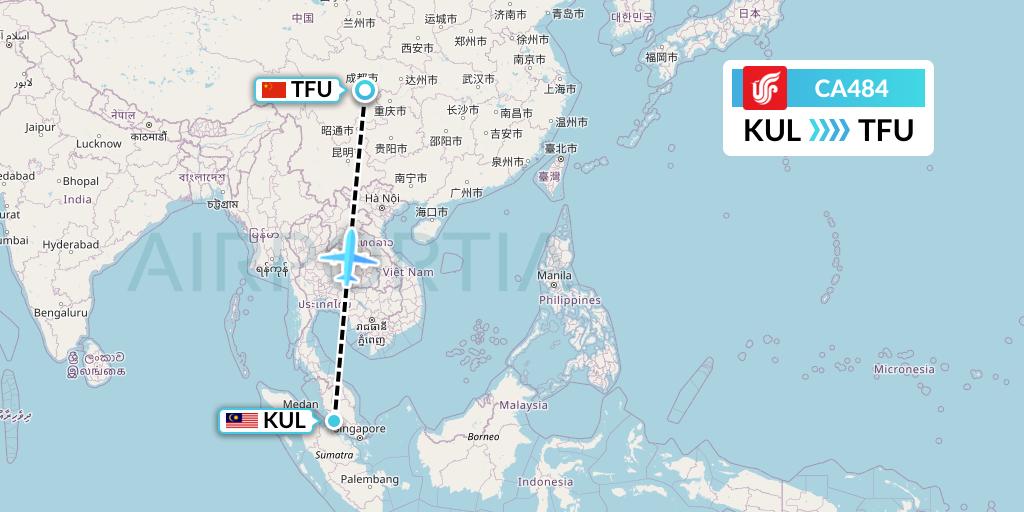 CA484 Flight Status Air China: Kuala Lumpur to Chengdu (CCA484)