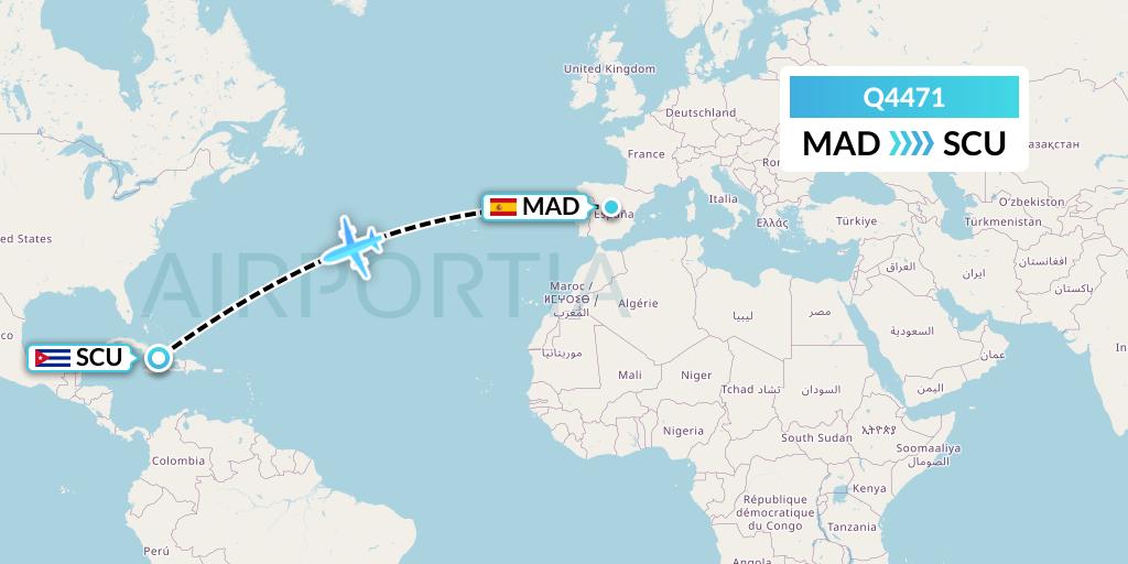 Q4471 Flight Status Euroairlines: Madrid to Santiago de Cuba (ELE471)