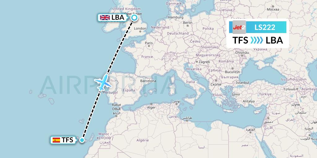 LS222 Flight Status Jet2: Tenerife to Leeds (EXS222)