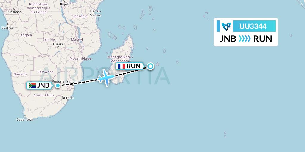UU3344 Flight Status Air Austral: Johannesburg to Saint-Denis (REU3344)