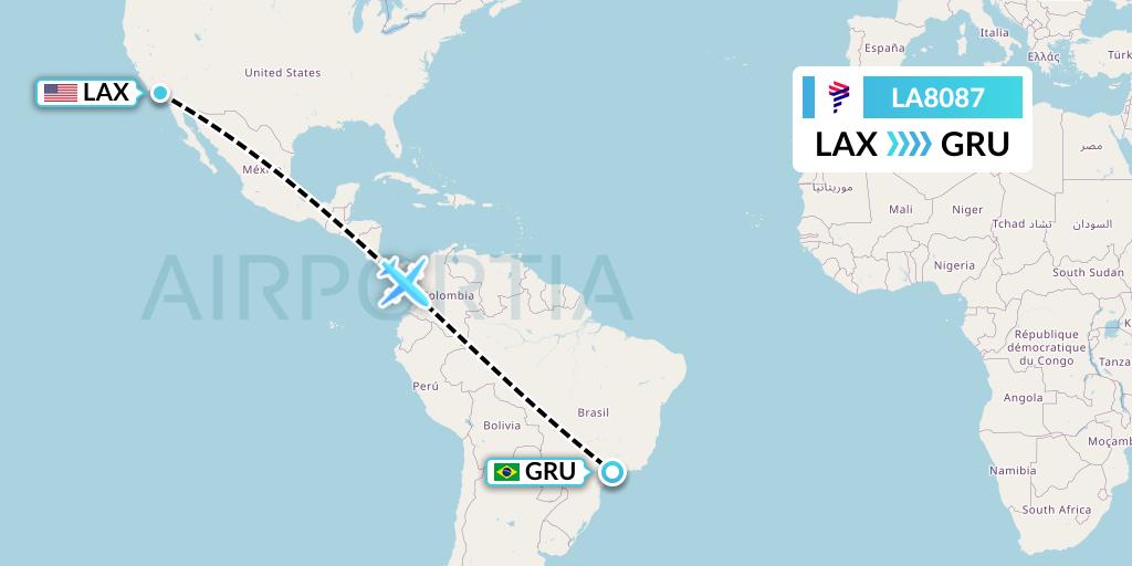 LA8087 Flight Status LAN Airlines: Los Angeles to Sao Paulo (LAN8087)