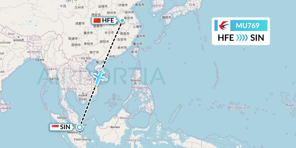 MU769 Flight Status China Eastern Airlines: Hefei to Singapore (CES769)