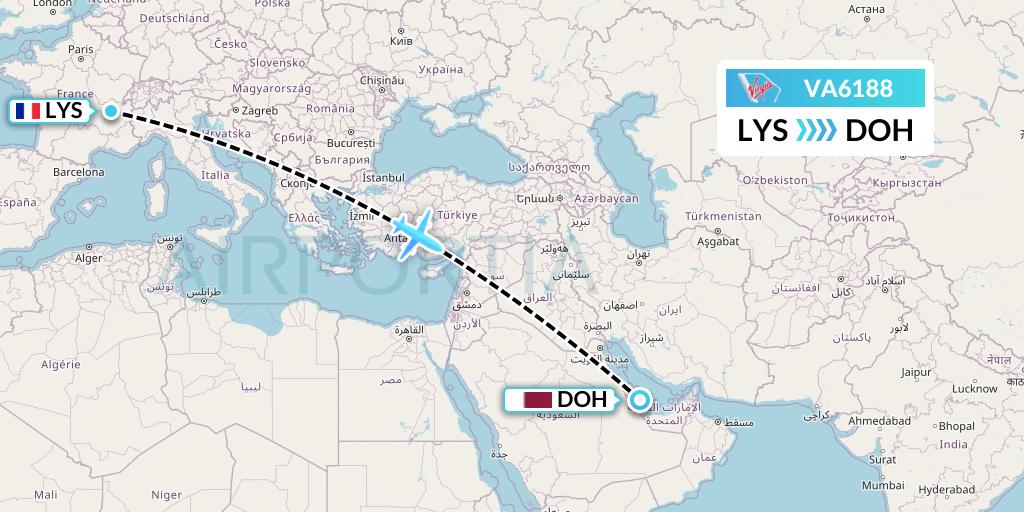 VA6188 Flight Status Virgin Australia: Lyon to Doha (VOZ6188)