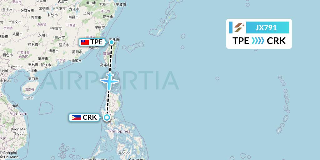 JX791 Flight Status Starlux Airlines: Taipei to Angeles City (SJX791)
