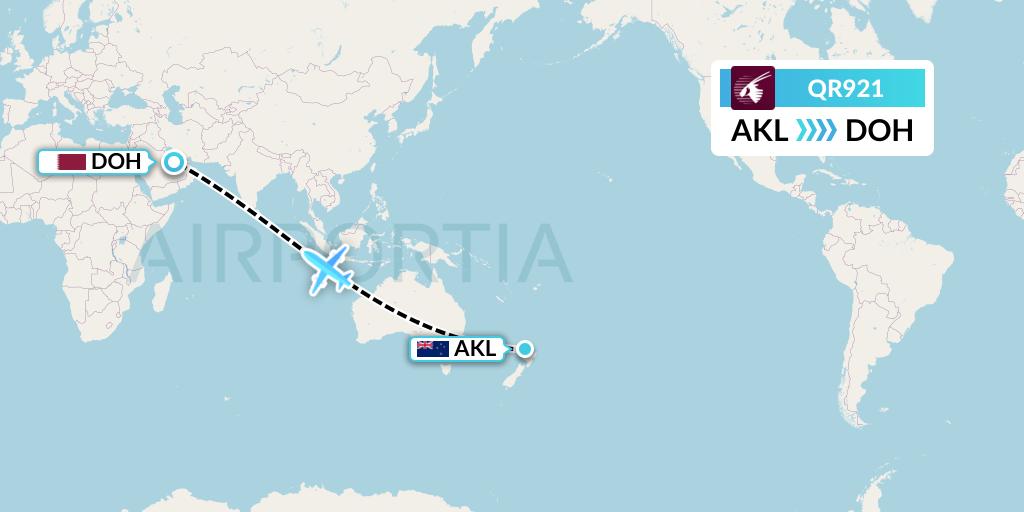 QR921 Flight Status Qatar Airways: Auckland to Doha (QTR921)