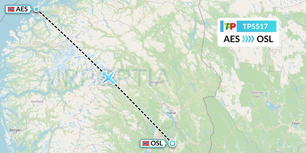 TP5517 Flight Status TAP Portugal: Alesund to Oslo (TAP5517)