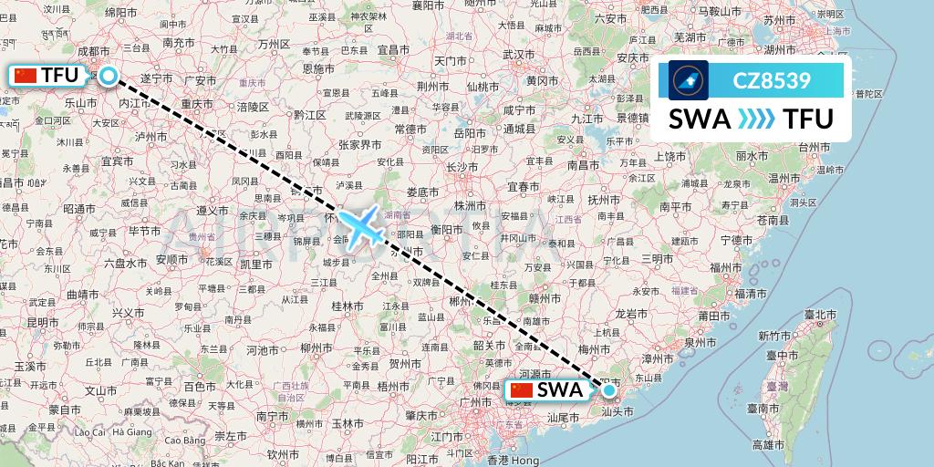 CZ8539 Flight Status China Southern Airlines: Jieyang to Chengdu (CSN8539)