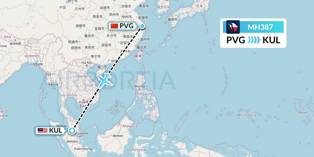 MH387 Flight Status Malaysia Airlines: Shanghai to Kuala Lumpur (MAS387)