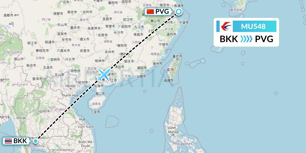 MU548 Flight Status China Eastern Airlines: Bangkok to Shanghai (CES548)