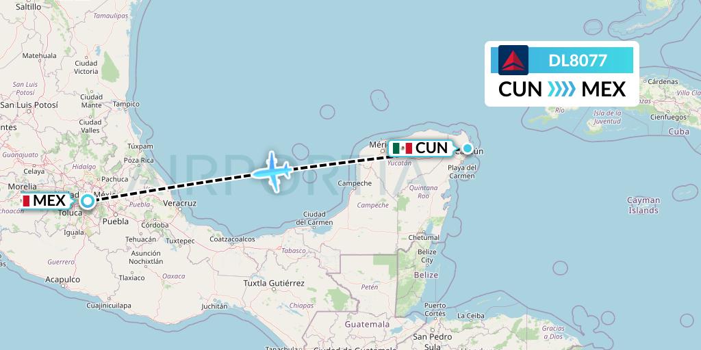 DL8077 Flight Status Delta Air Lines: Cancun to Mexico City (DAL8077)