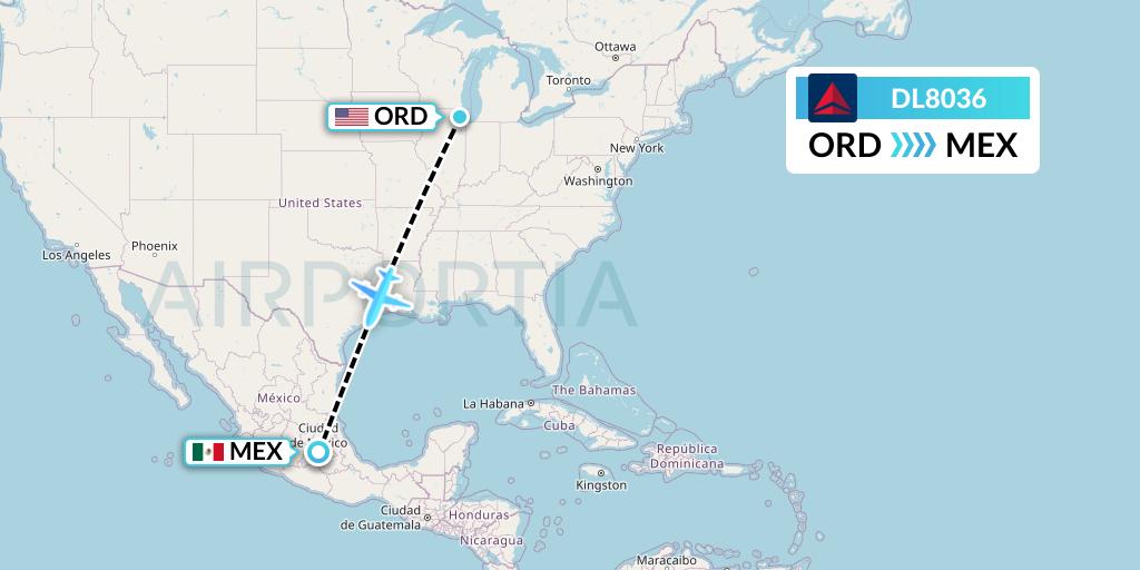 DL8036 Flight Status Delta Air Lines: Chicago to Mexico City (DAL8036)