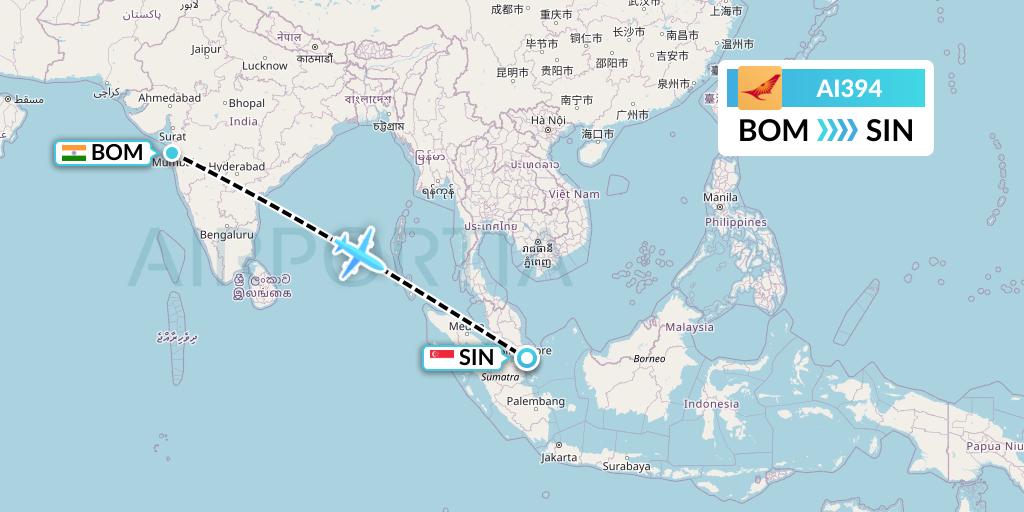AI394 Flight Status Air India: Mumbai to Singapore (AIC394)