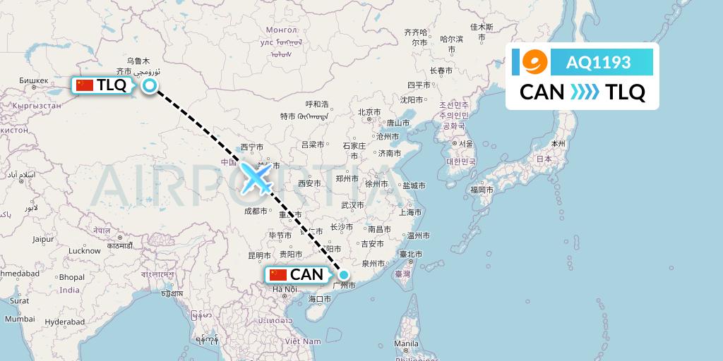 AQ1193 Flight Status 9 Air: Guangzhou to Turpan (JYH1193)