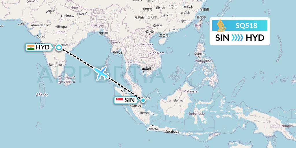 SQ518 Flight Status Singapore Airlines: Singapore to Hyderabad (SIA518)