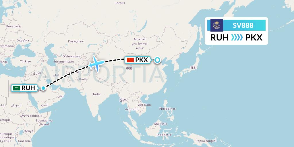SV888 Flight Status Saudi Arabian Airlines: Riyadh to Beijing (SVA888)