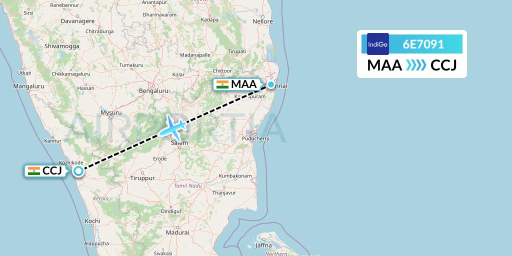 6E7091 Flight Status IndiGo Airlines: Chennai to Kozhikode (IGO7091)