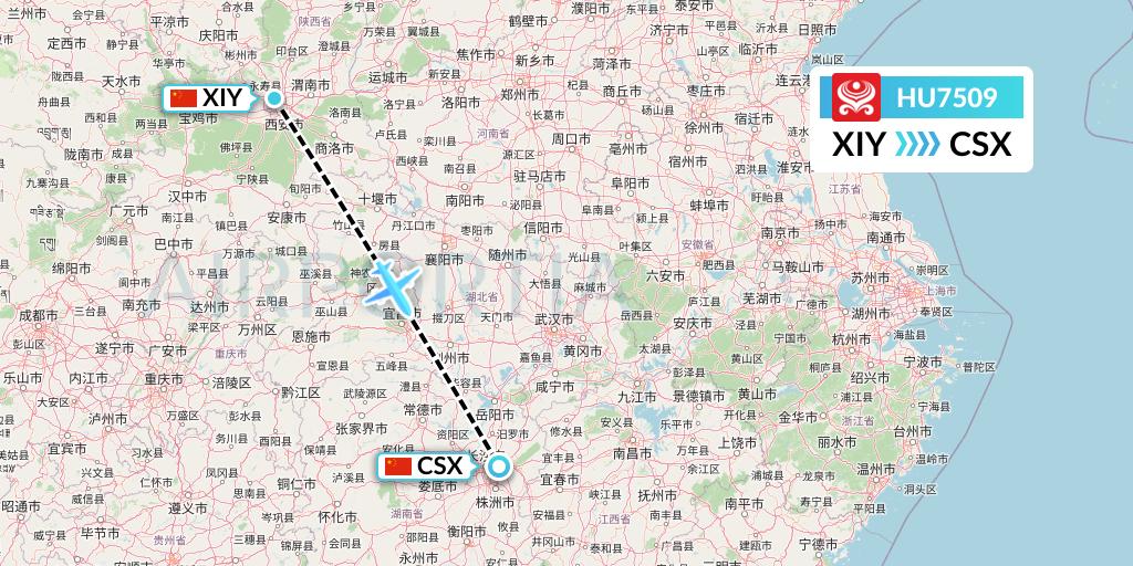 HU7509 Flight Status Hainan Airlines: Xi'an to Changsha (CHH7509)