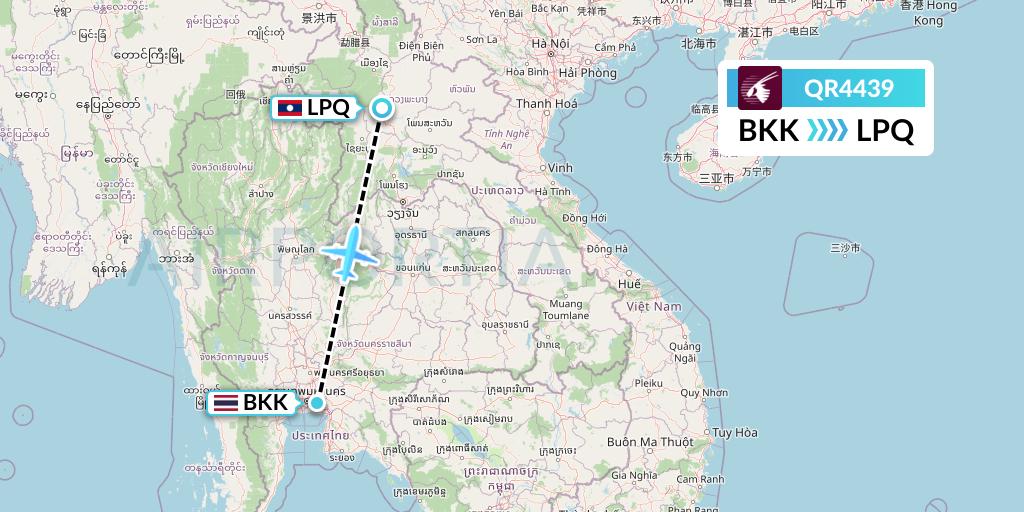 QR4439 Flight Status Qatar Airways: Bangkok to Luang Prabang (QTR4439)