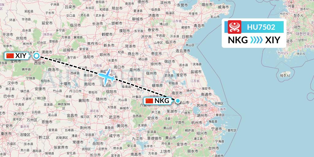 HU7502 Flight Status Hainan Airlines: Nanjing to Xi'an (CHH7502)