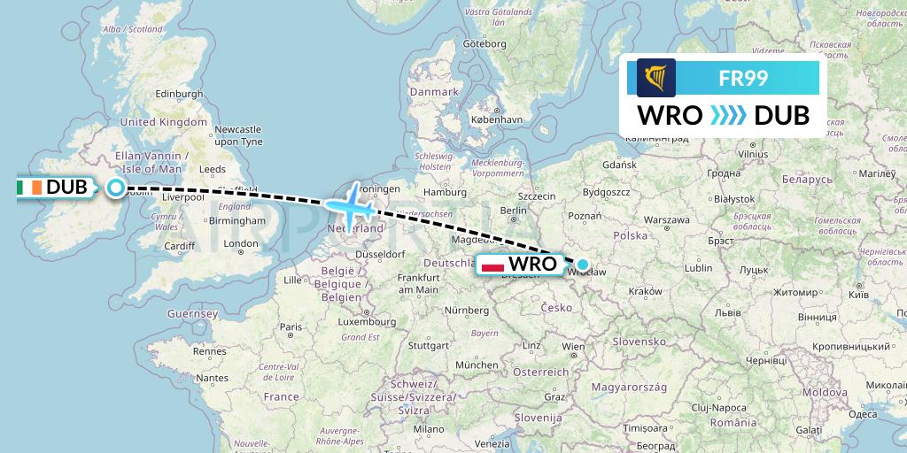 FR99 Flight Status Ryanair: Wroclaw to Dublin (RYR99)