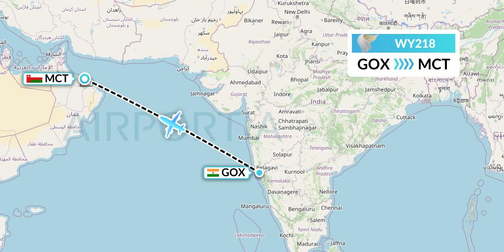 WY218 Flight Status Oman Air: Goa to Muscat (OMA218)