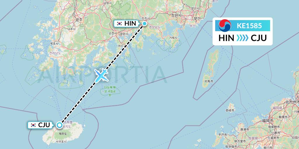 KE1585 Flight Status Korean Air: Jinju to Jeju (KAL1585)